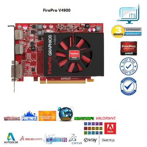 AMD FirePro V4900👉 128-Bit ,1G DDR5 | DVI - DisplayPort 1.1 *2 | UEFI ...