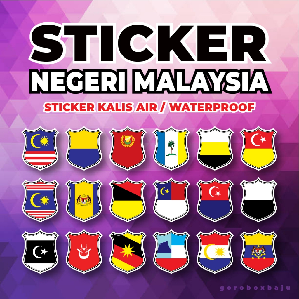 💜 STICKER NEGERI-NEGERI MALAYSIA / PVC STICKER / KALIS AIR / WATERPROOF ...