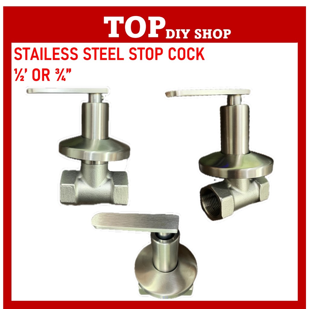 Quarter Turn Concealed Stop Cock Stopcock Stainless Steel SUS 304 1/2 ...