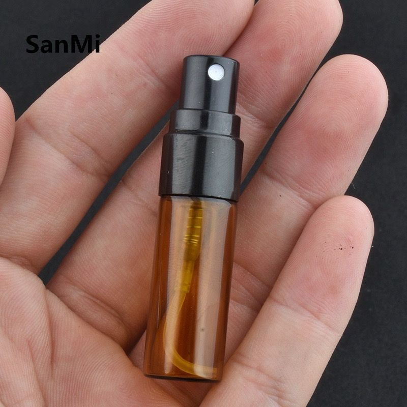 3ml mini tester perfume sample amber empty bottle spray with glossy ...
