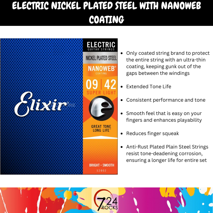 Elixir Guitar Strings Elixir Strings 12002 Nanoweb Nickel Plated Steel