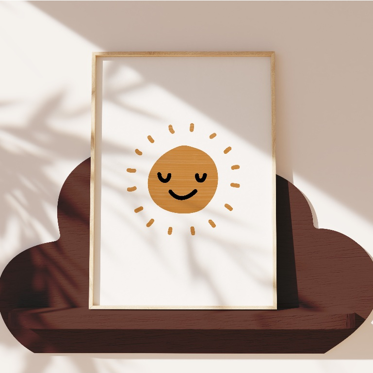 Sun illustration poster with frame (Nursery Series) in A3/A4 size ...