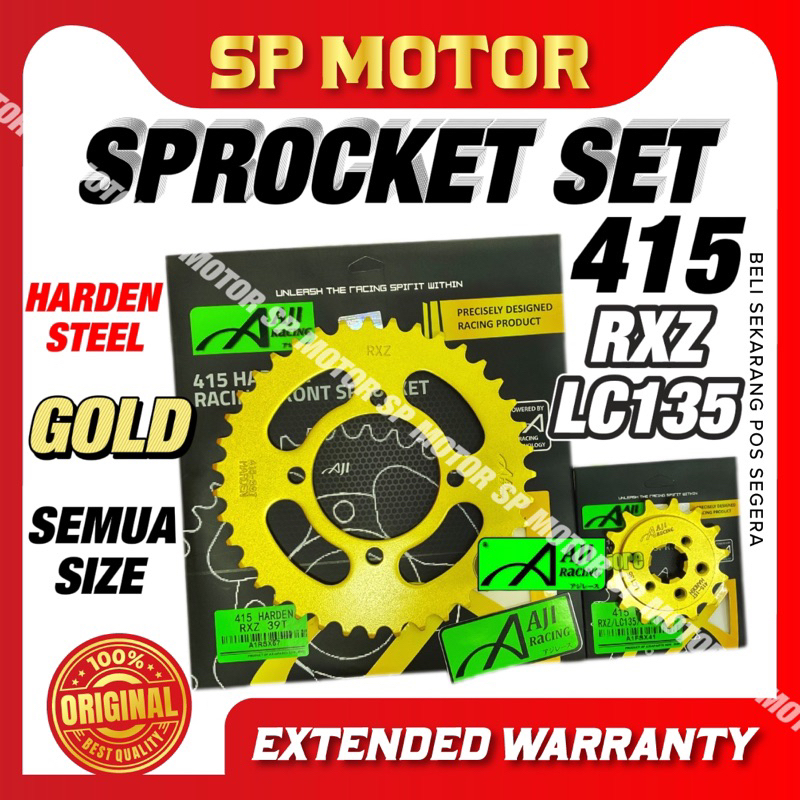 AJI RACING 415 RXZ LC135 Y15 Y15ZR Gold Heavy Duty Sprocket ORIGINAL ...