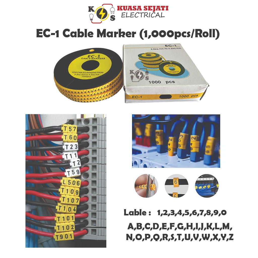 Cable Marker Numbering 0 - 9 , Alphabet A - Z / Wire Marker EC-1 ...