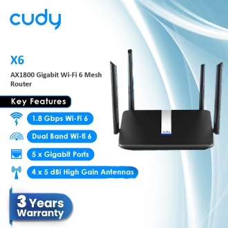 Cudy X6 | AX1800 Gigabit Wi-Fi 6 Mesh Router | Super-Fast Dual Core CPU ...