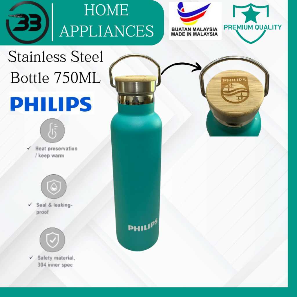 PHILIPS Stainless steel bottle 750ml silver bottle | Air botol besi ...