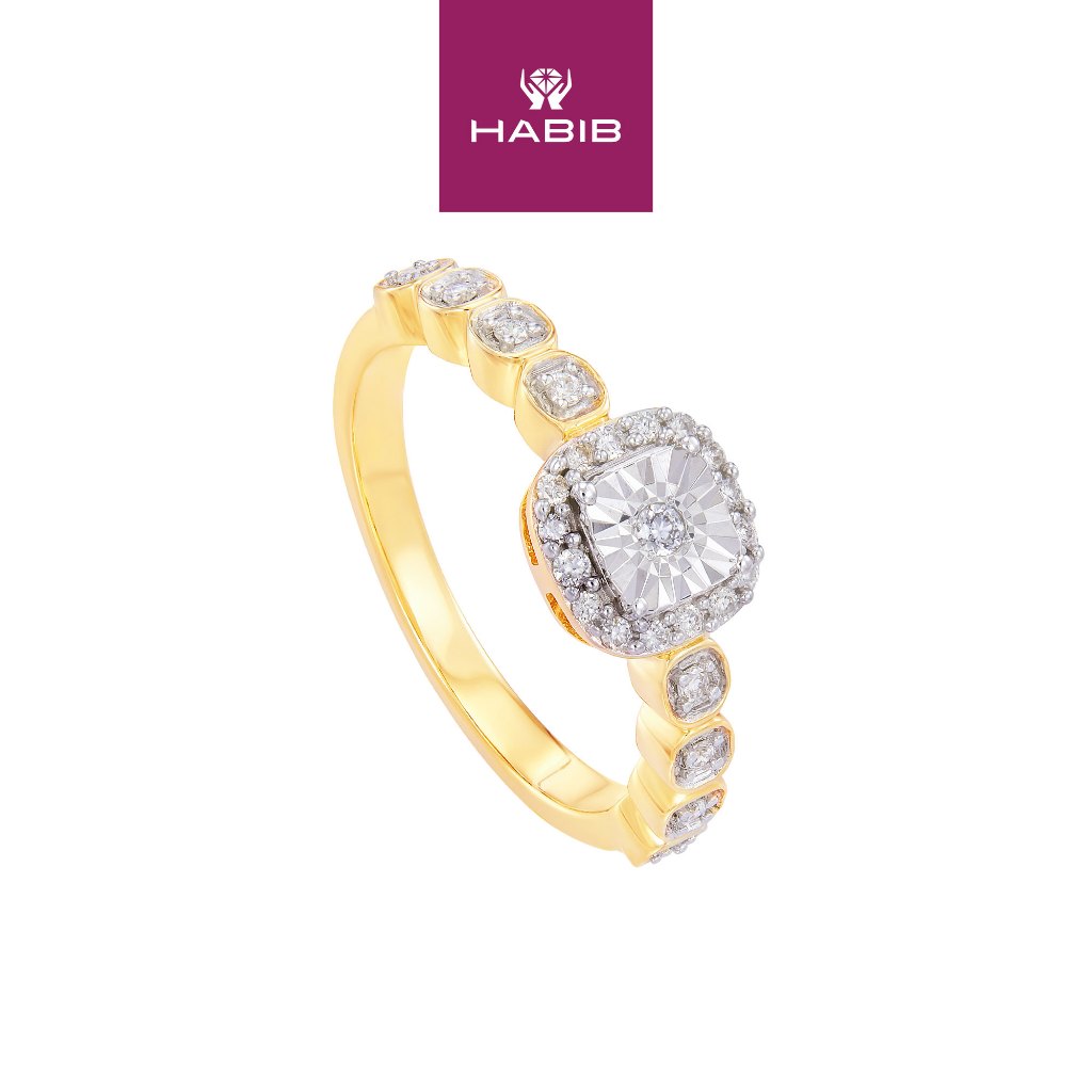 HABIB Halo Diamond Ring in 375/9K Yellow Gold 264840922(YG) | Shopee ...