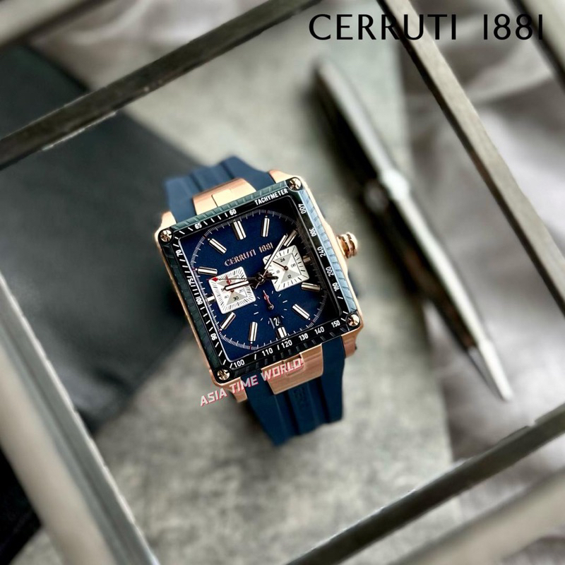 [Original] Cerruti 1881 CTCIWGO0018809 Square Men's Watch Blue Silicone ...