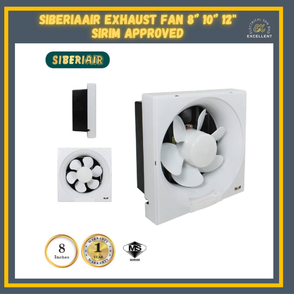 SIBERIAIR WALL EXHAUST FAN Fan Size-8” / 10” / 12” Cut Of Size(For ...