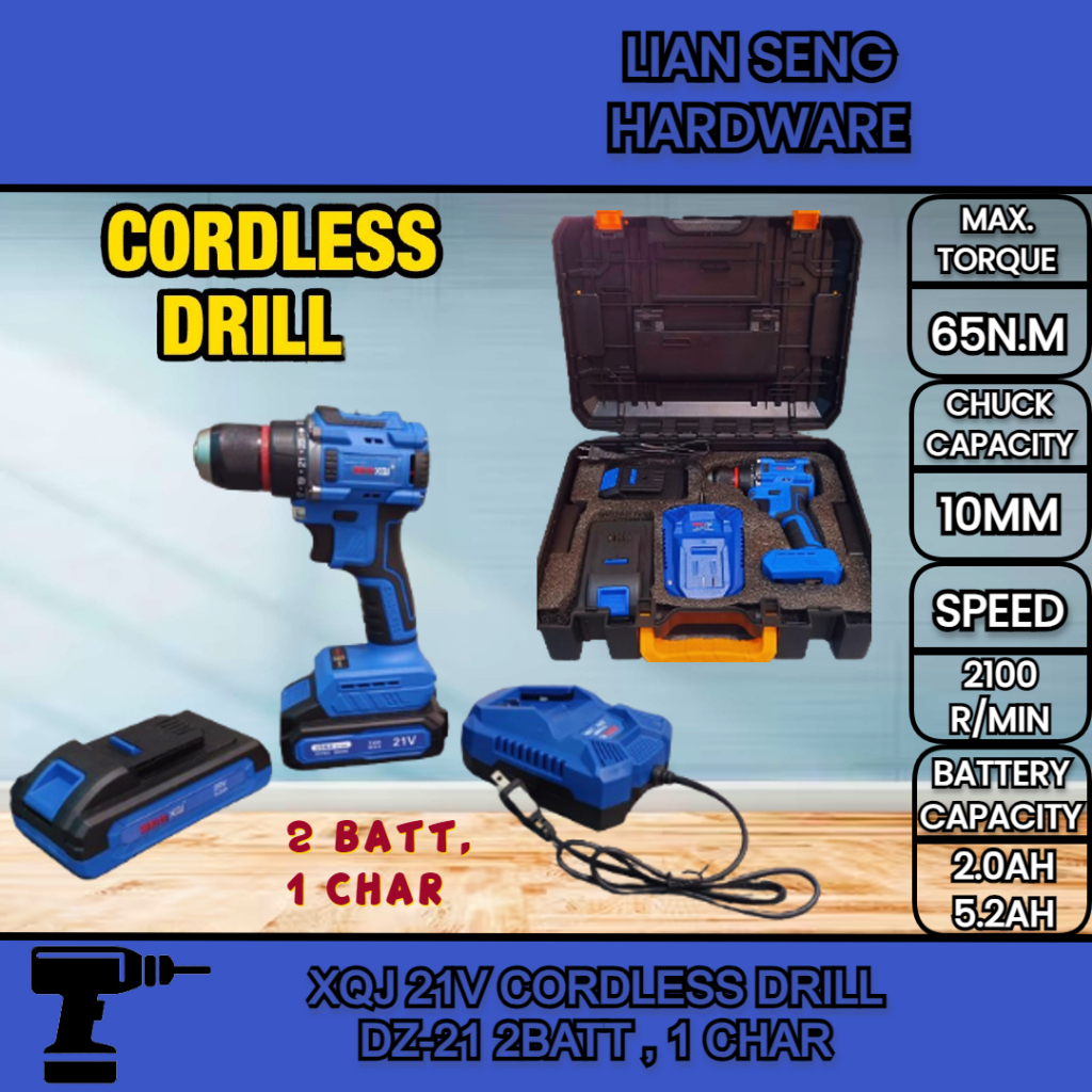XQJ 21V CORDLESS DRILL DZ-21 (2BATT , 1 CHAR) | Shopee Malaysia
