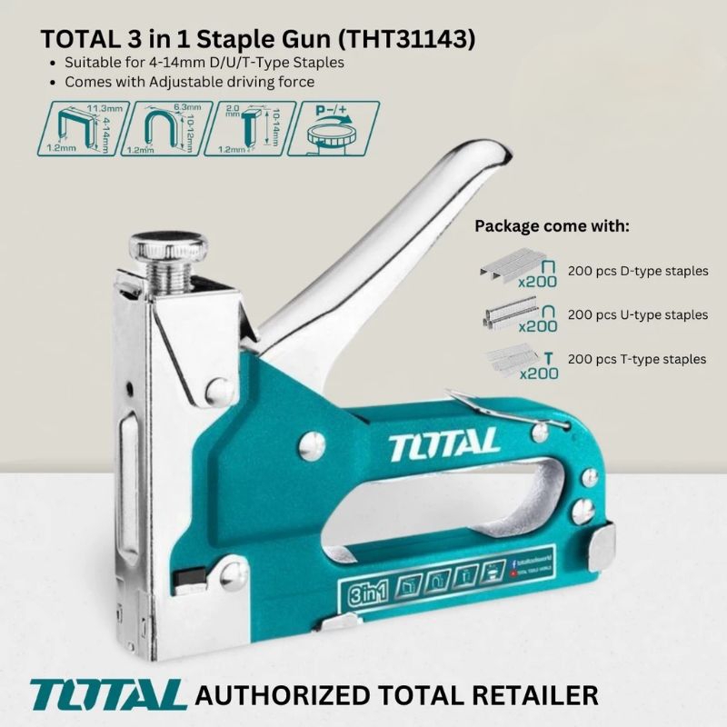 (Ready Stock) TOTAL THT31143 Staple Gun 3 in 1 | Shopee Malaysia