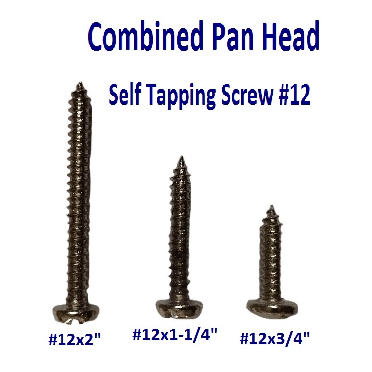 Combined Pan Head Self-Tapping Screws (STS) #12x3/4" #12x1-1/4" #10x2 ...