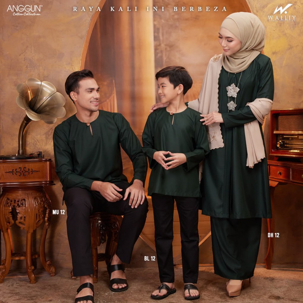 EMERALD GREEN** SEDONDON RAYA 2024 IBU, AYAH DAN ANAK BY ANGGUN COTTON ...