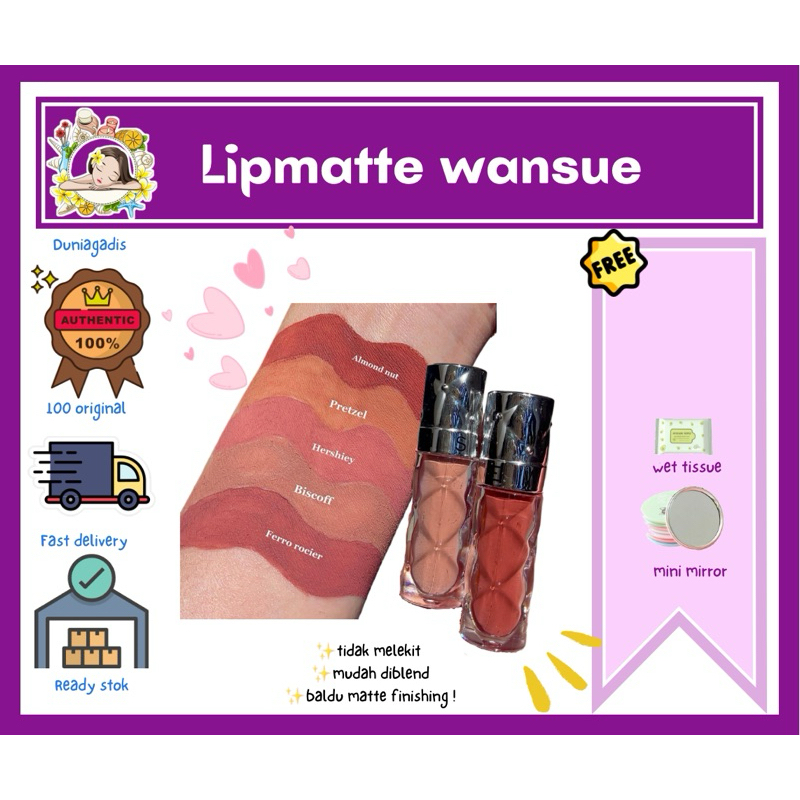 LIPMATTE WANSUE /LIPMATTE BALDU WANSUE 💯ORIGINAL | Shopee Malaysia