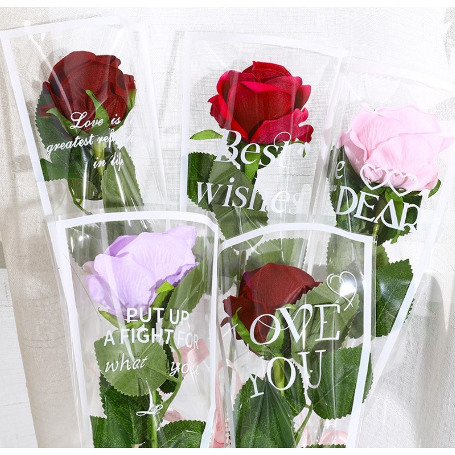 10pcs Transparent Waterproof Rose Flower Wrapping Paper Bouquet Gift ...