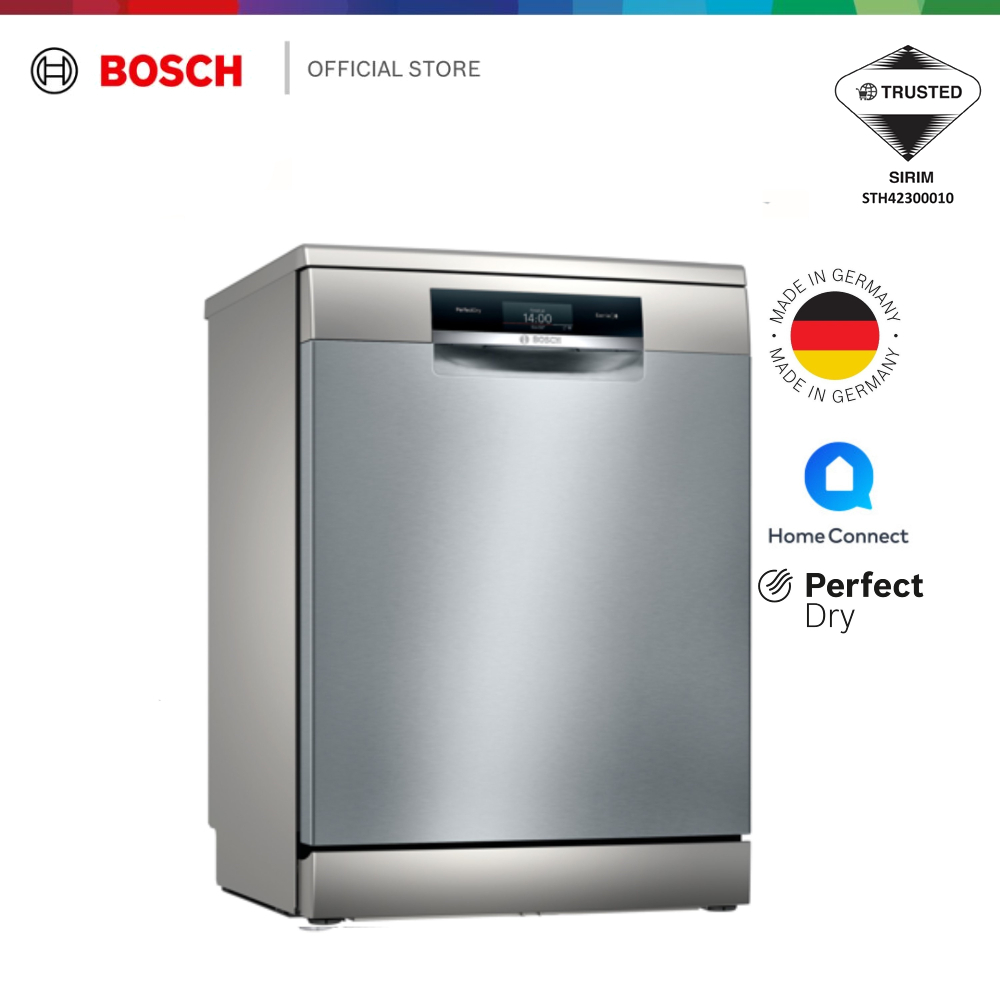 Bosch Series 8 Freestanding Dishwasher Stainless Steel HomeConnect Zeolite Technology (60cm ...
