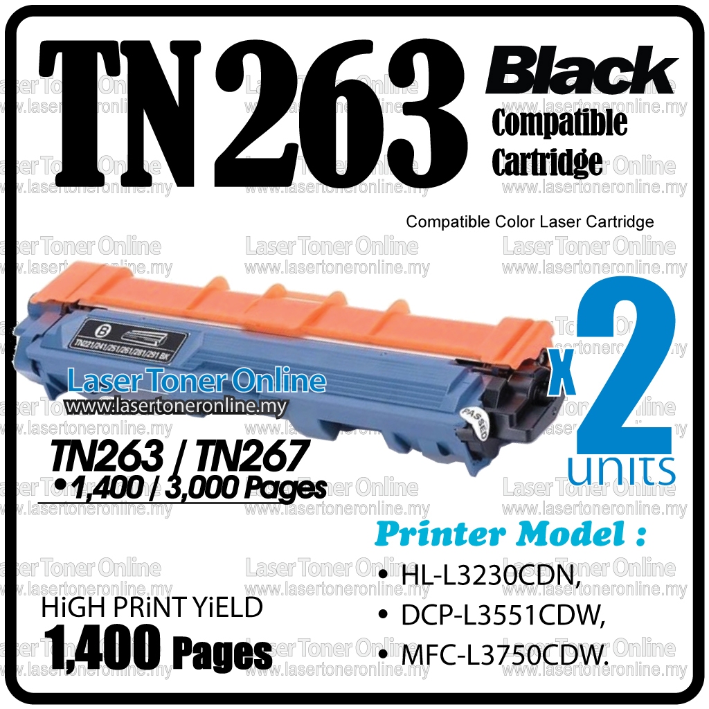 2x Compatible to Brother TN-263 TN263 TN263BK TN267 TN-267 TN267BK ...