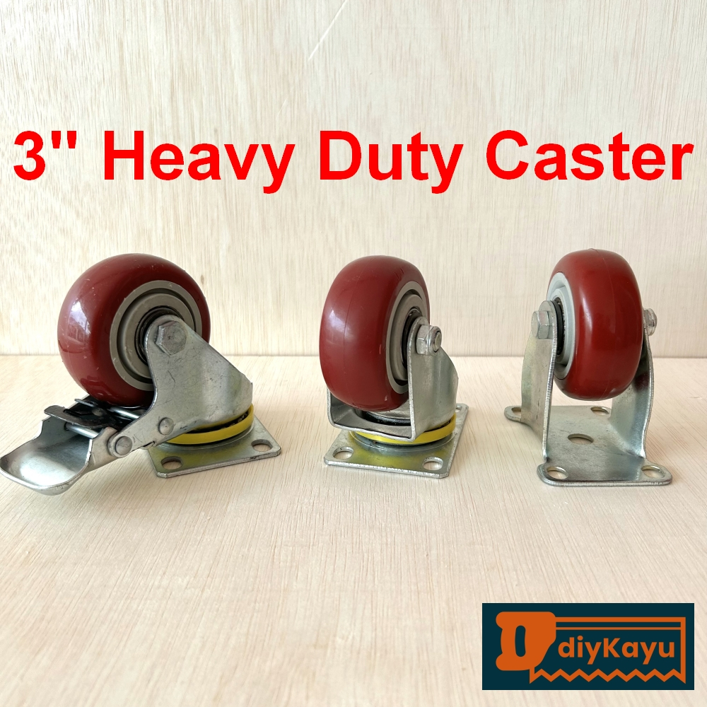 3" 75mm Heavy Duty Swivel Caster Polyurethane PU Wheel 100kg Capacity ...