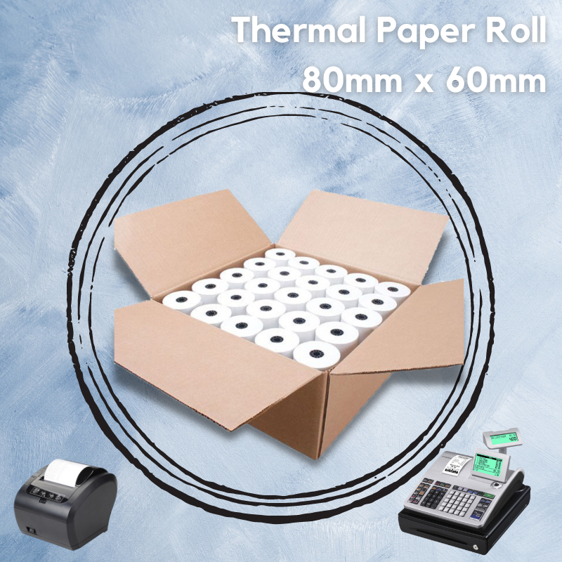 80mm x 60mm x 12mm Thermal Paper Roll / Kertas Resit / Paper Roll (100 ...