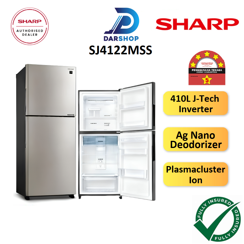 Sharp Refrigerator 2 Door Inverter 410L Fridge Peti Sejuk Peti Ais 2 ...
