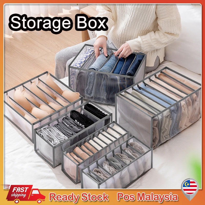 6/7/9/11 Grids Underwear Tudung Clothes Organiser Box Stackable ...
