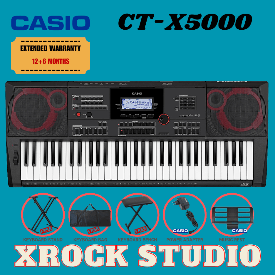 Casio CT-X5000 61-Keys Portable Keyboard with Stand, Damper Pedal ...
