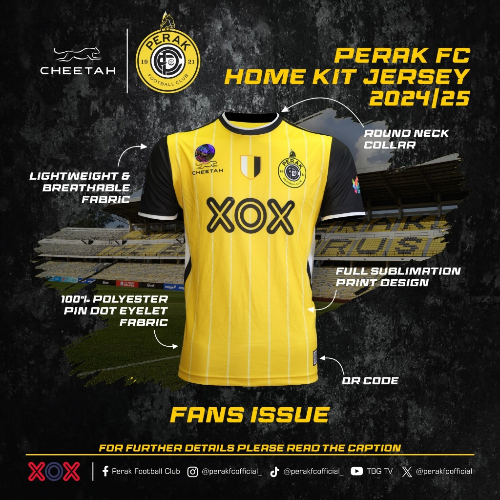 Perak FC Merchandise PFC Home Jersey Fan Issue Season 2024/25 | Shopee ...