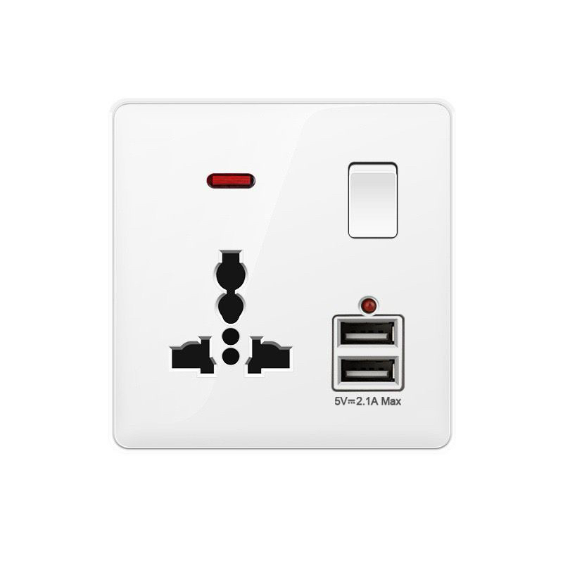 ️High Quality PC white ️Universal Wall Switch Socket with USB Port (2X ...