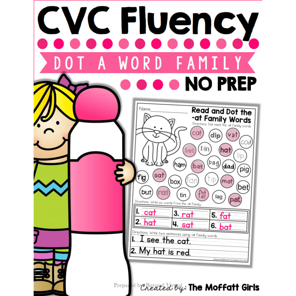 [P241] 27 pages CVC Dot a Word Family Worksheet for Pre-school PDF ...