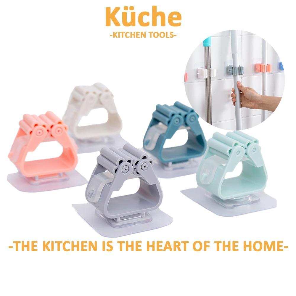 KUCHE Mop Hook Mop Holder Punch Free Traceless Wall Mounted Broom Mop ...