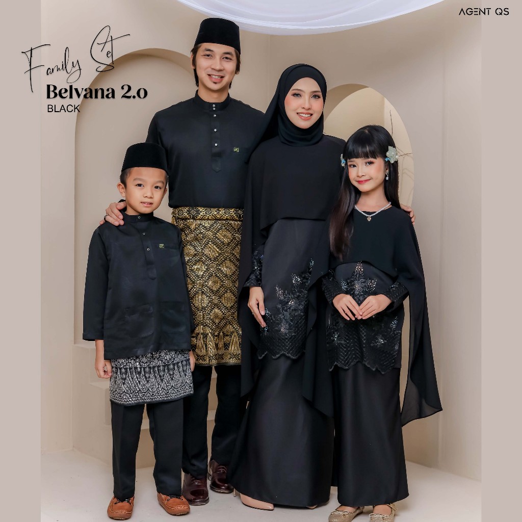 2 | SET FAMILY BAJU KURUNG MODEN BELVANA 2.O BLACK PINE GREEN MAROON ...