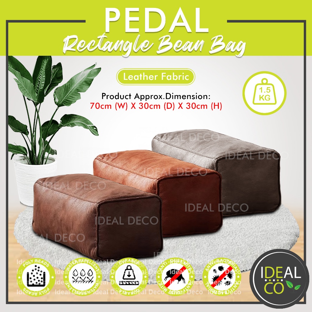 (FREE DELIVERY) Rectangle Bean bag : Leather Look Fabric Bean Bag with ...