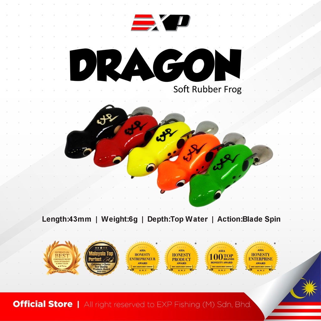 EXP Dragon Soft Rubber Frog Soft Body Lure Soft Frog Haruan Toman Katak ...