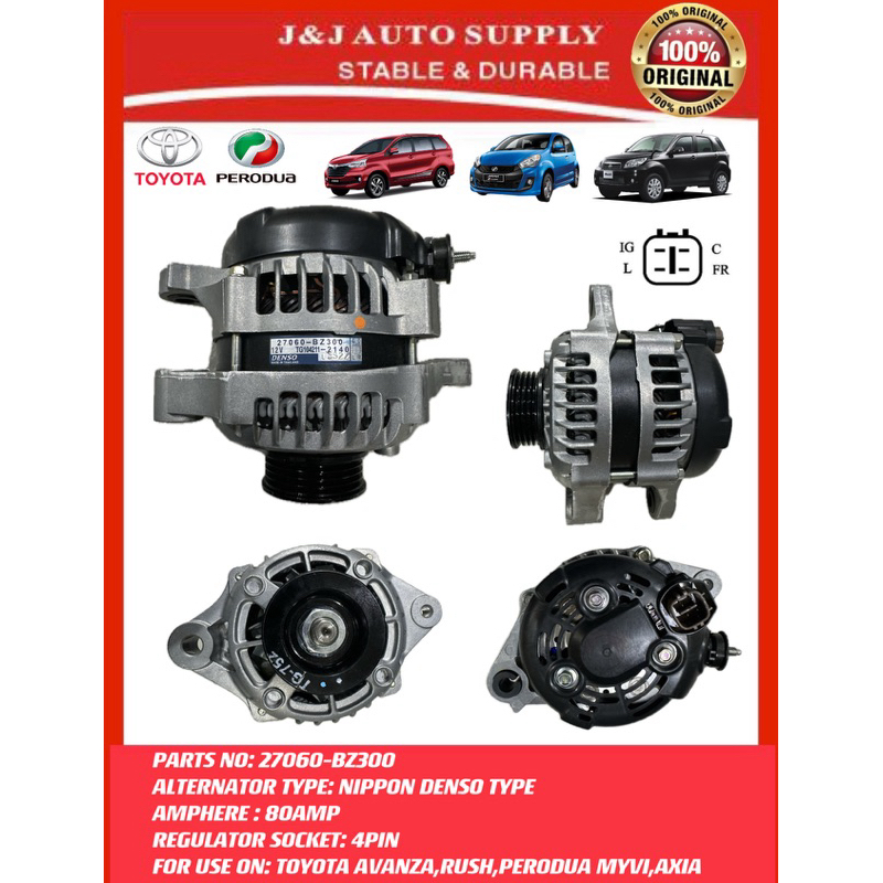 27060-BZ300 ORIGINAL DENSO ALTERNATOR 80AMP 12V 4PIN FOR USE ON ...