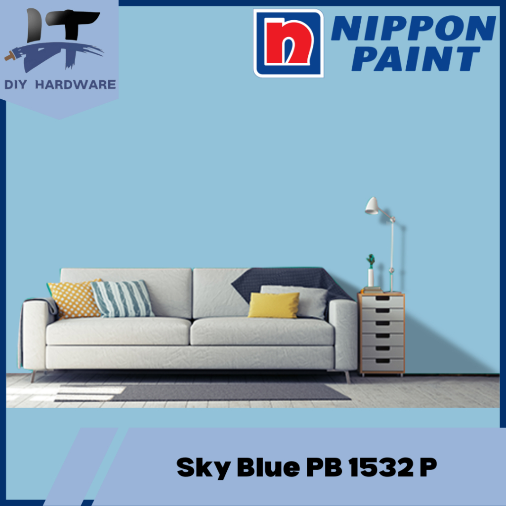 1 Liter Nippon Paint Sky Blue PB 1532 P For Interior Wall Paint（Satin ...
