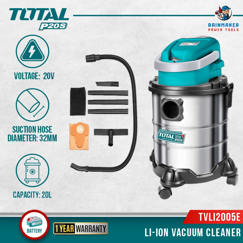 TOTAL Li-ion Cordless Vacuum Cleaner (20L) for Wet & Dry with Blower ...
