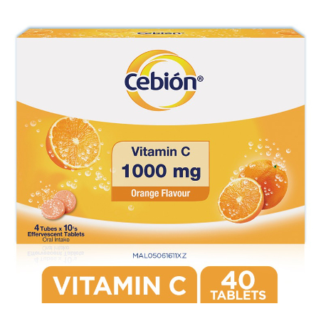 Cebion Effervescent Vitamin C - Orange (1000mg x 10s x 4) | Shopee Malaysia