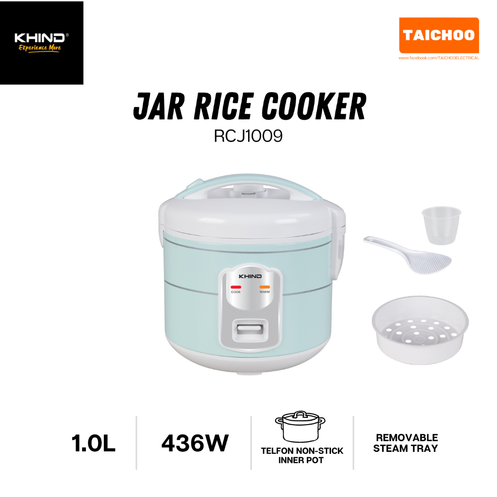 Khind Jar Rice Cooker 1L with Non-Stick Inner Pot RCJ1009 | Shopee Malaysia