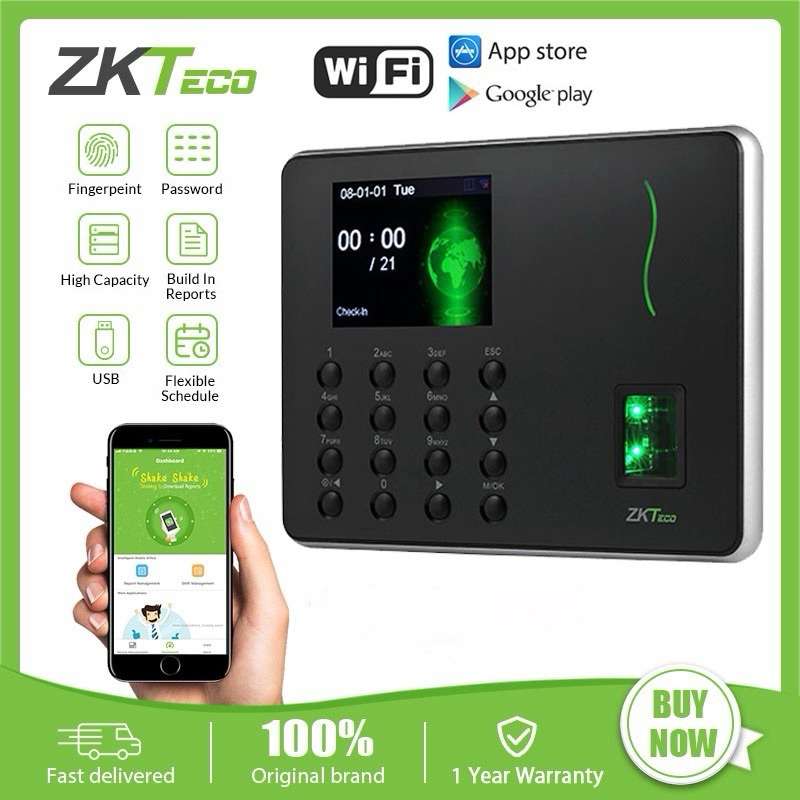 ZKTeco Attendance Machine Fingerprint Absence Time Recorder APP Wifi ...