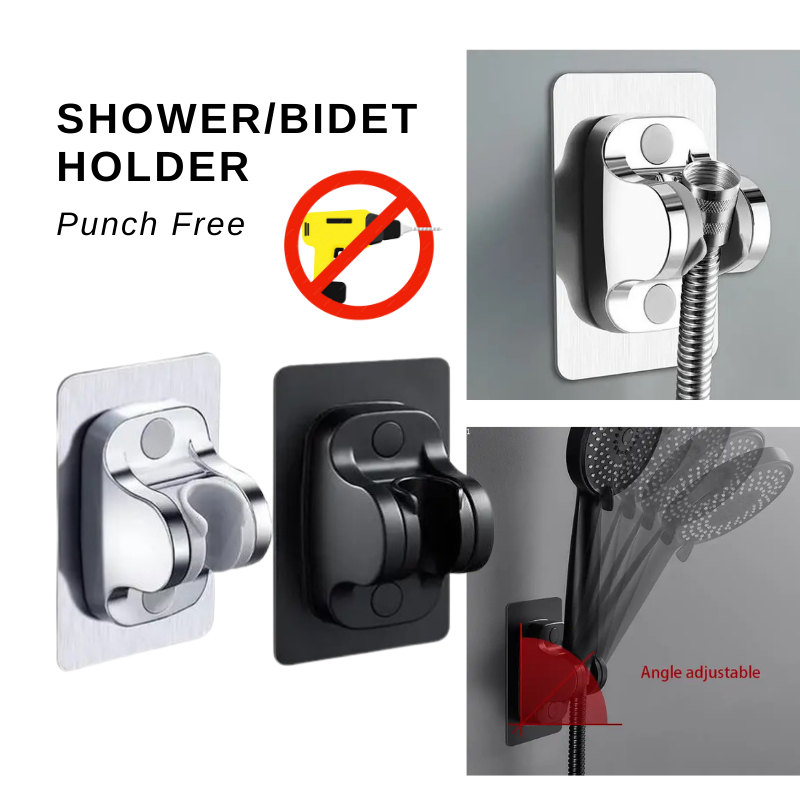 BATHKITCHZ Big Punch Free Bidet Holder Handle Wall Shower Holder Hose ...