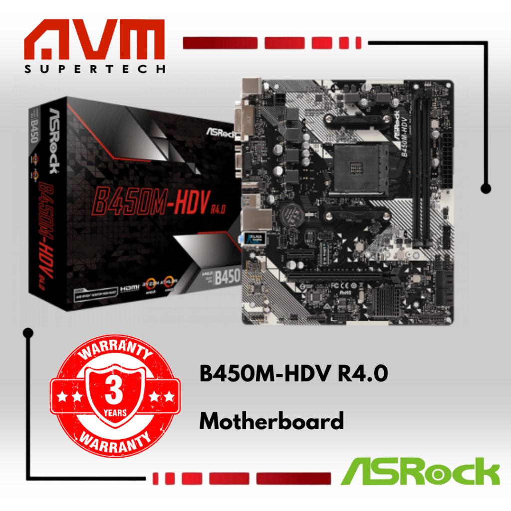 AVM ASROCK B450M-HDV R4.0 Motherboard | Shopee Malaysia