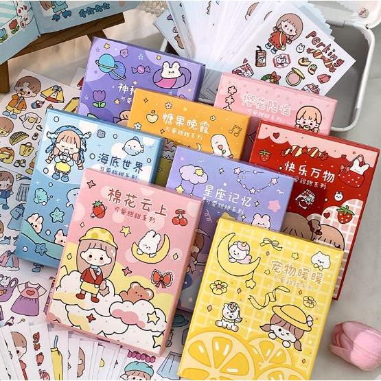 Washi Sticker Gift Box Set 50's Cartoon Cute Fun Stickers | Shopee Malaysia