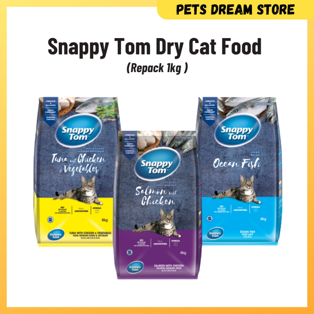 Snappy Tom Dry Cat Food Repack 1kg Tuna Chicken Fish Salmon cat food ...
