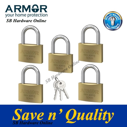 ARMOR APL-81 50MM INOX SPRING SOLID BRASS PADLOCK (5 PIECES) | Shopee ...