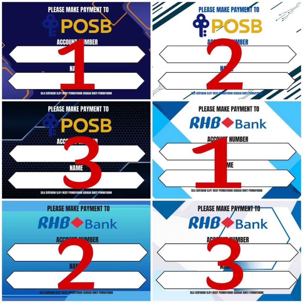 DESIGN BARU | TEMPLATE BANK DETAILS | LETAK NAMA & NO AKAUN | PILIH ...