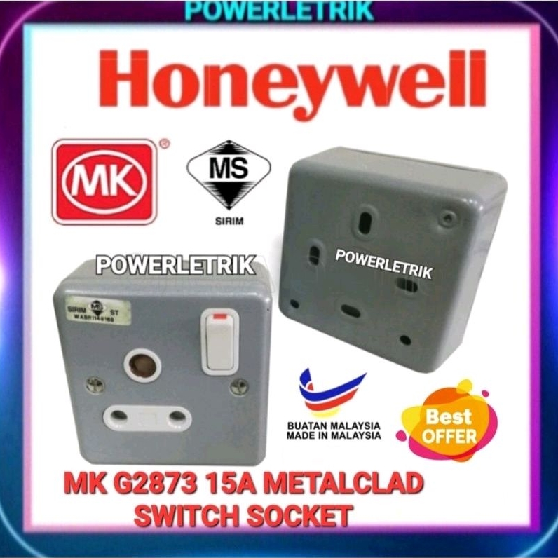 *READY STOCK* MK G2873ALM HEAVY DUTY 15A METAL CLAD SWITCH SOCKET ...