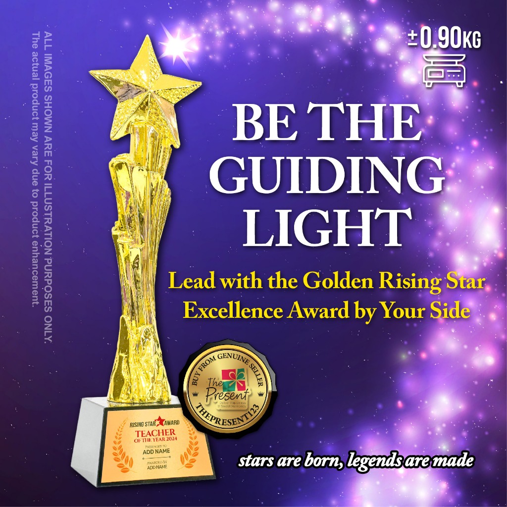 Golden Rising Star Excellence Resin Award Trophy with Custom Name Gold ...
