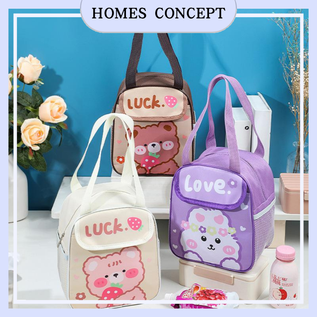 Kids Children Cartoon Cute Lunch Bag Sling Carry Lunch Box Bag Hand ...