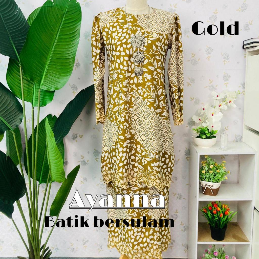 NEW! KURUNG BATIK RIAU SULAM AYYANA PLUS SAIZ S TO 5XL | Shopee Malaysia