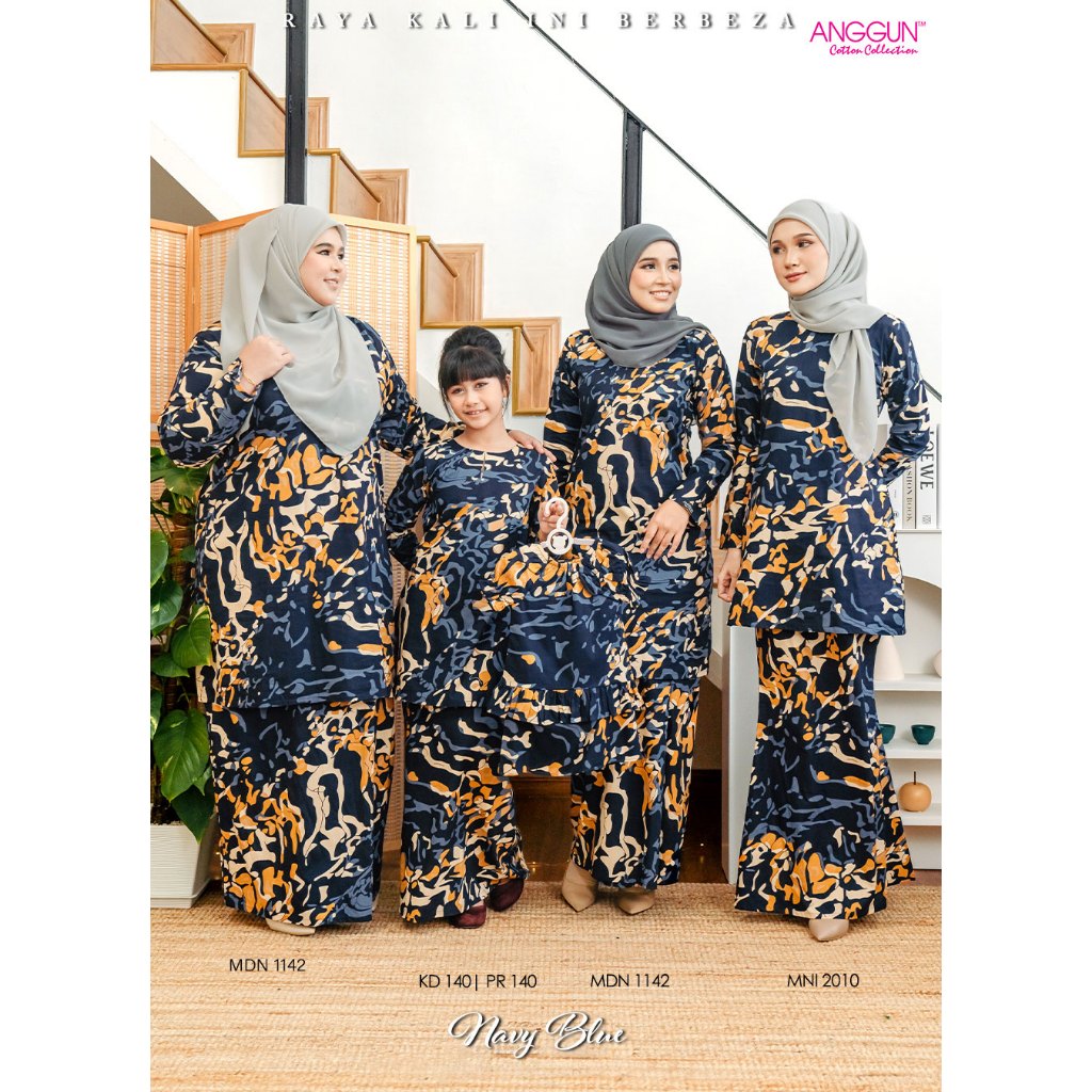 **NAVY BLUE** BAJU RAYA 2024 SEDONDON IBU ANAK** KOLEKSI COTTON BY ...